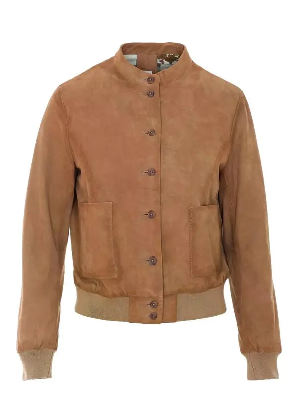 BULLY Suede Bomber Jacket - Neutrals