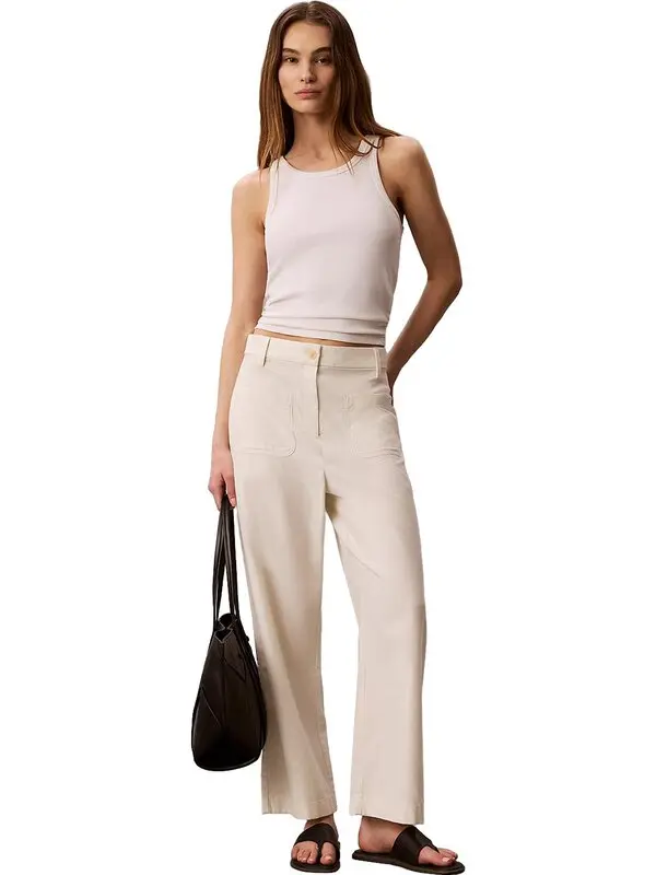 Calvin Klein Tailored Wide Leg Pants - Tofu