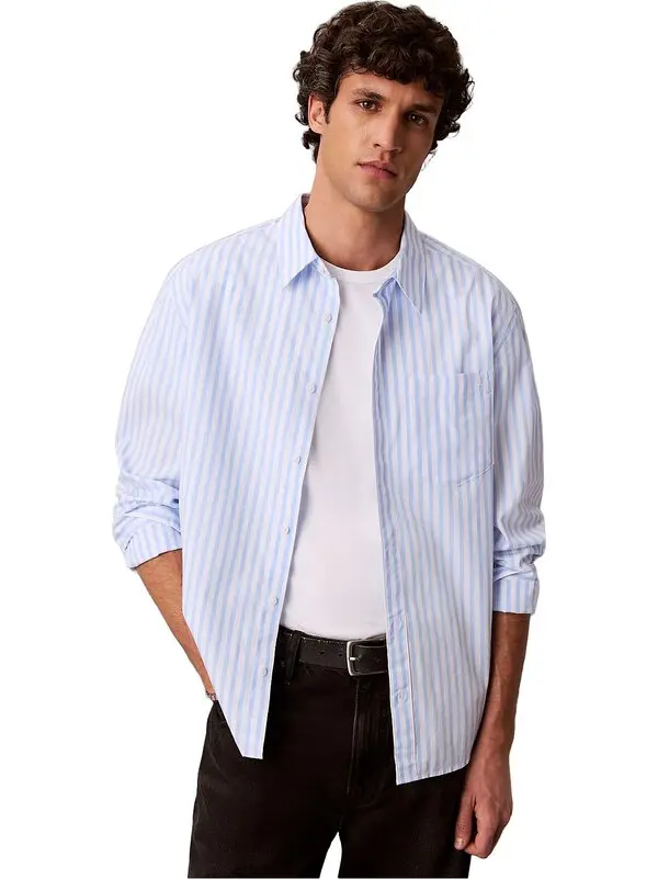 Calvin Klein Yarn-dyed Stripe Washed Poplin Shirt - Windsurfer
