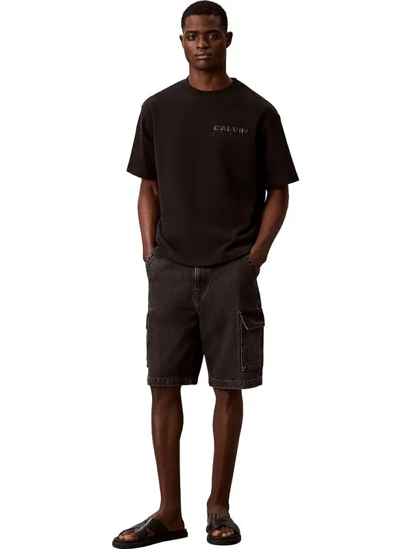 Calvin Klein 90s Relaxed Fit Denim Cargo Shorts - Ck Essential Black