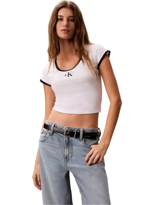 Calvin Klein Monologo Graphic Slim T-shirt - Bright White