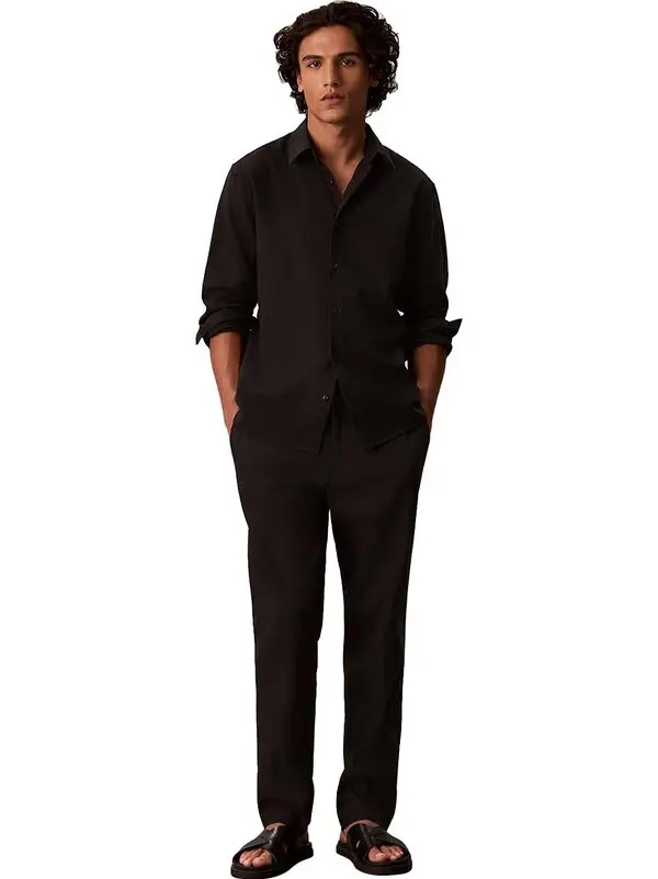 Calvin Klein Linen Blend Slim Pants - Black