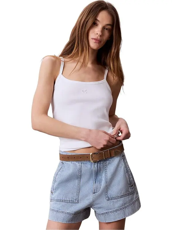 Calvin Klein Monogram Ribbed Tank Top - Bright White