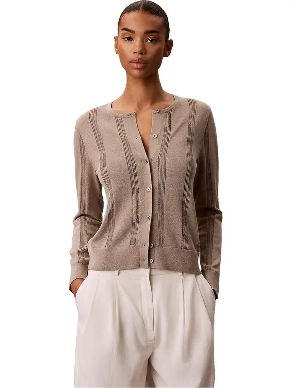 Calvin Klein Linen Blend Cardigan - Roasted Cashew
