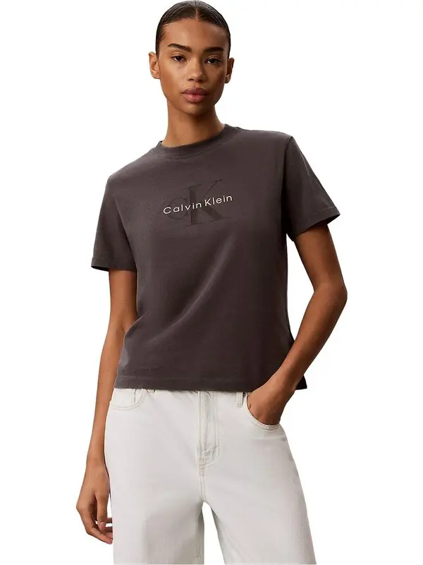 Calvin Klein Monologo Acid Wash T-shirt - Ebony