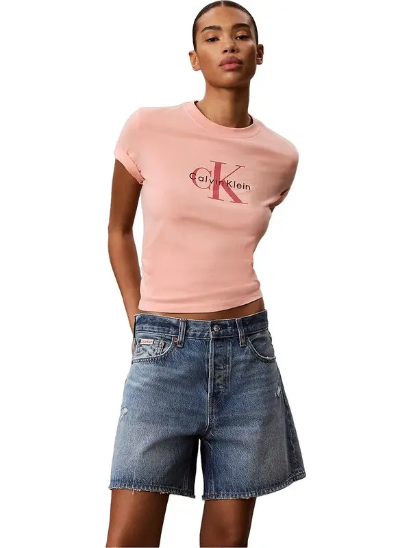 Calvin Klein Monologo Acid Wash T-shirt - Light Red