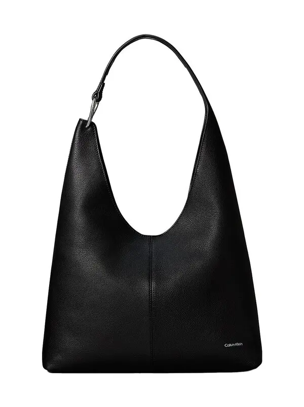 Calvin Klein Slouchy Leather Shoulder Bag - Black