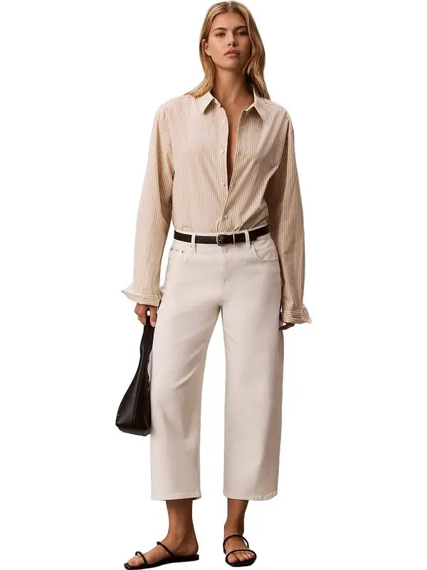 Calvin Klein Barrel Leg Cropped Pants - Tofu
