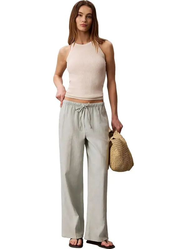 Calvin Klein Linen Blend Wide Leg Pull-on Pants - Plein Air