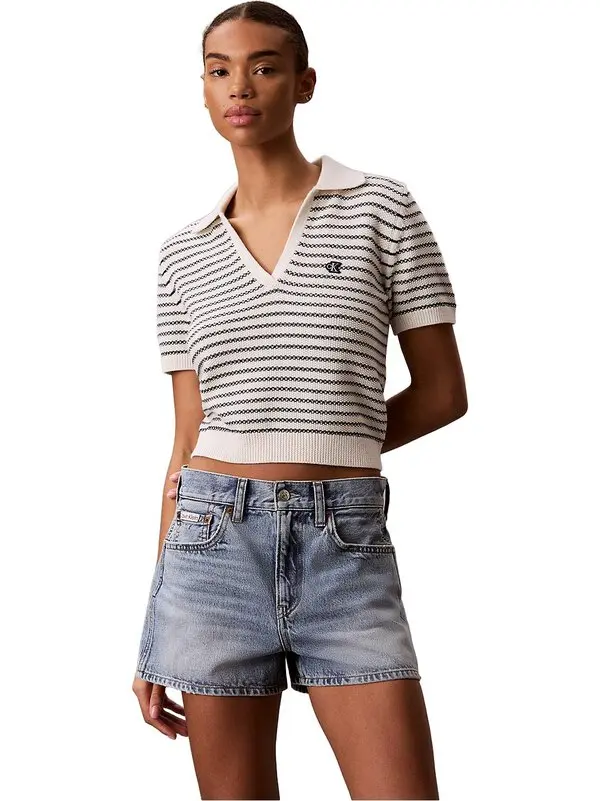 Calvin Klein Striped Stitch Polo Shirt - Tofu