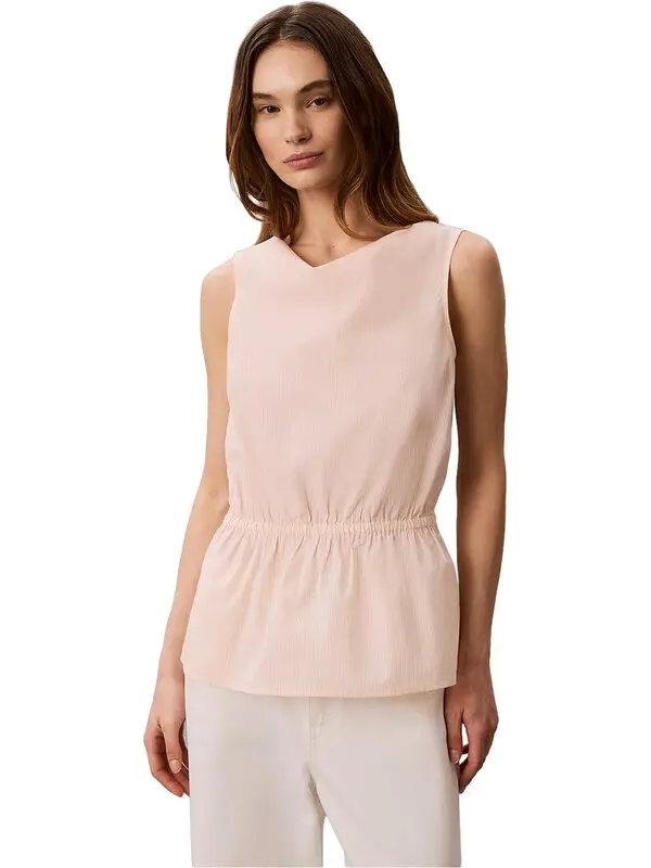 Calvin Klein Cotton Poplin Sleeveless Blouse - Peach Bliss
