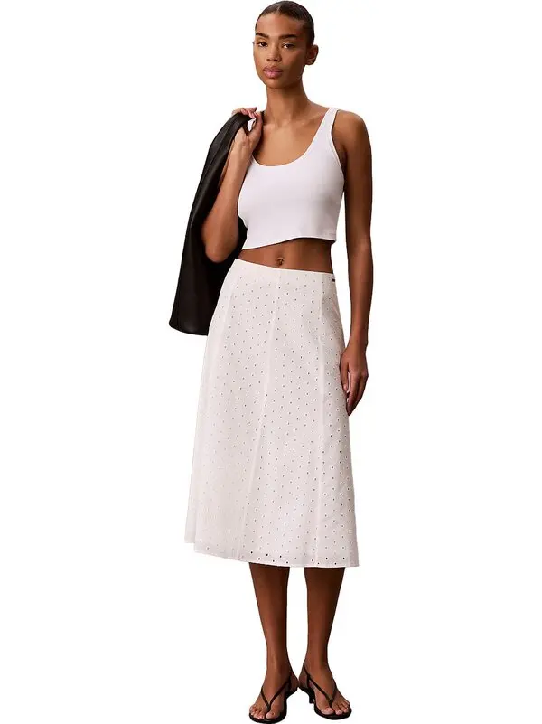 Calvin Klein Broderie Midi Skirt - Tofu