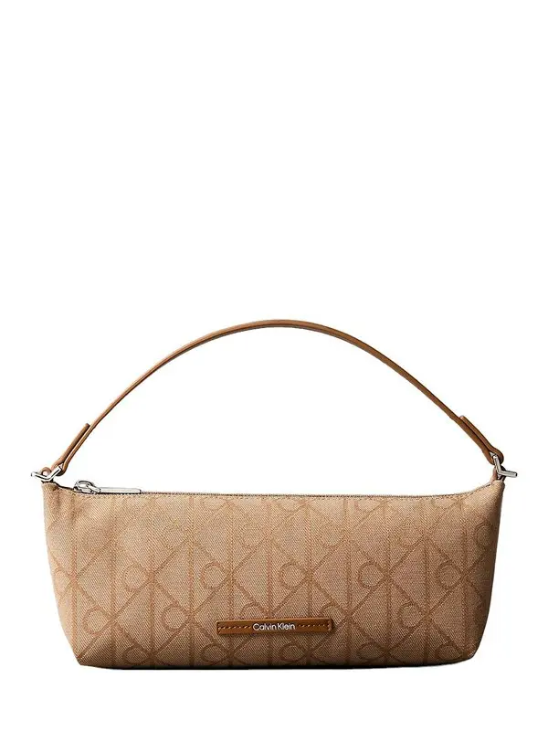 Calvin Klein Allover Emblem Logo Canvas Shoulder Bag - Cornstalk