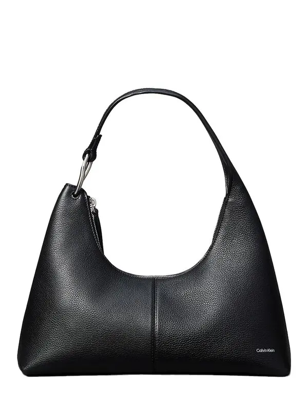 Calvin Klein Slouchy Leather Shoulder Bag - Black