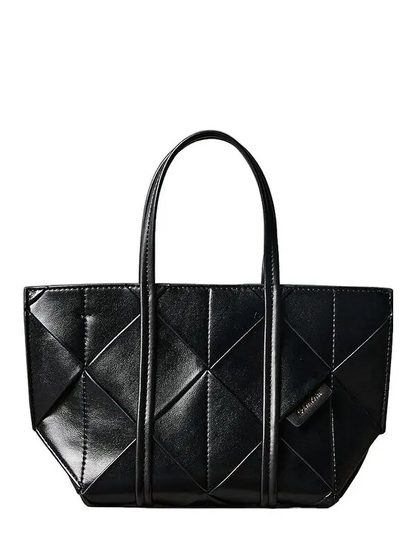 Calvin Klein Woven Mini Tote Crossbody Bag - Black