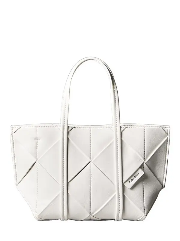 Calvin Klein Woven Mini Tote Crossbody Bag - White Alyssum