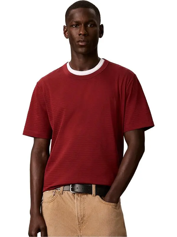 Calvin Klein Textured Stripe Classic T-shirt - Syrah