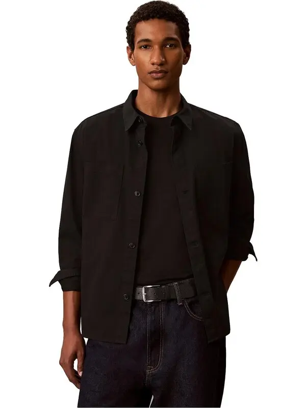 Calvin Klein Garment Washed Twill Easy Overshirt - Black