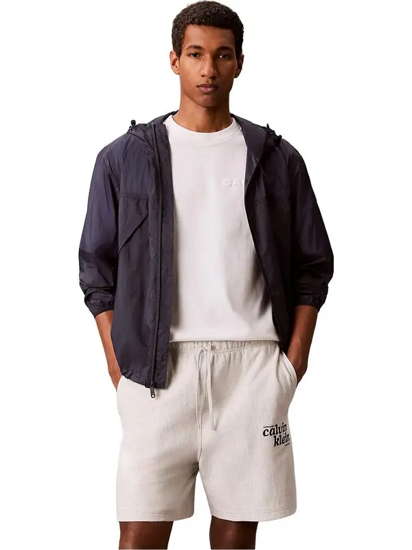 Calvin Klein Terry Logo Graphic Pull-on Shorts - Snowy Heather