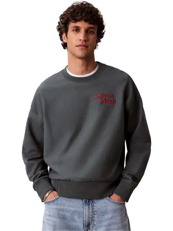 Calvin Klein Terry 1989 Logo Graphic Sweatshirt - Dark Slate