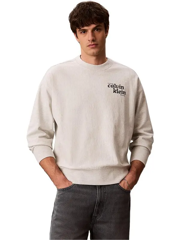 Calvin Klein Terry 1989 Logo Graphic Sweatshirt - Snowy Heather
