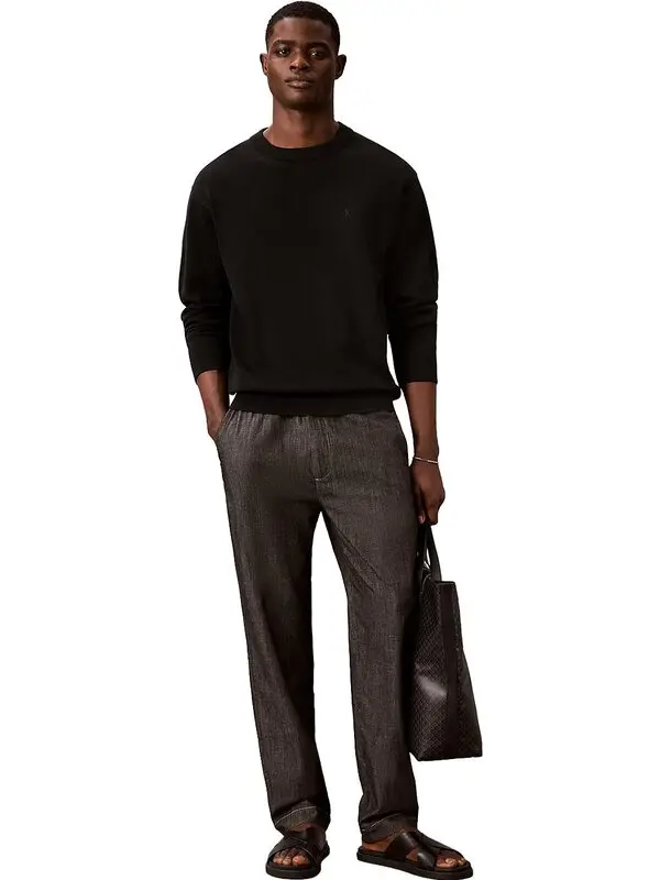 Calvin Klein Straight Chambray Pull-on Pants - Black