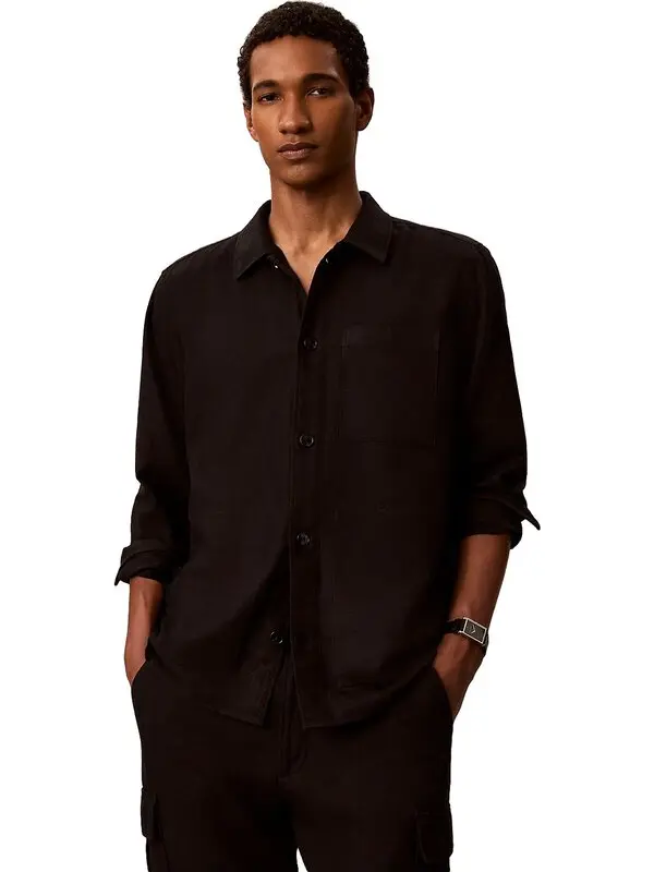 Calvin Klein Linen Blend Easy Overshirt - Black