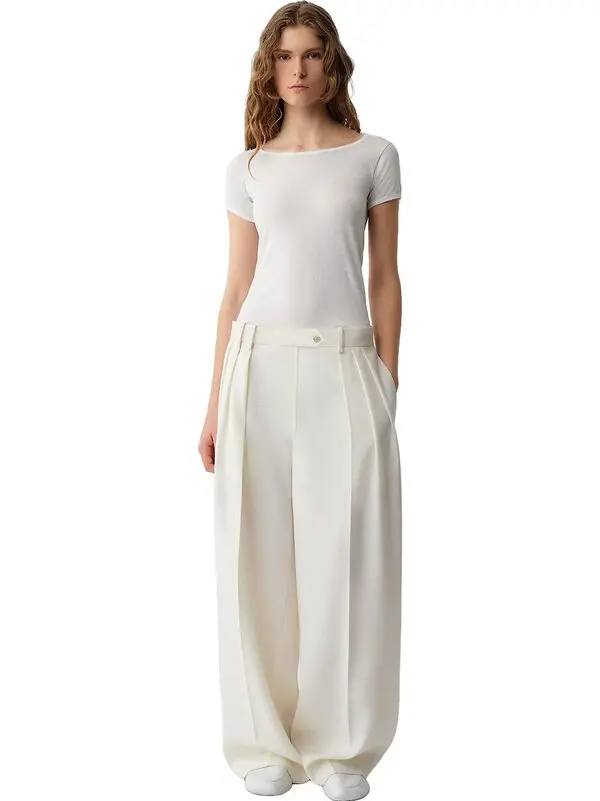 Calvin Klein Reid Fitted Boatneck T-shirt - Off White