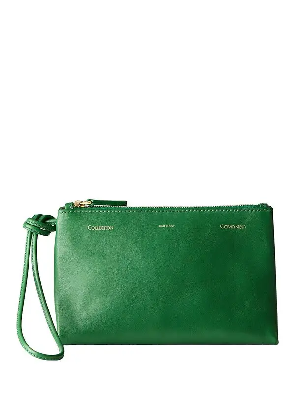 Calvin Klein Essential Pouch In Soft Calf Leather - Fern