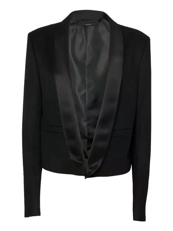 TOM FORD Satin Shawl Lapel Cropped Jacket - Black