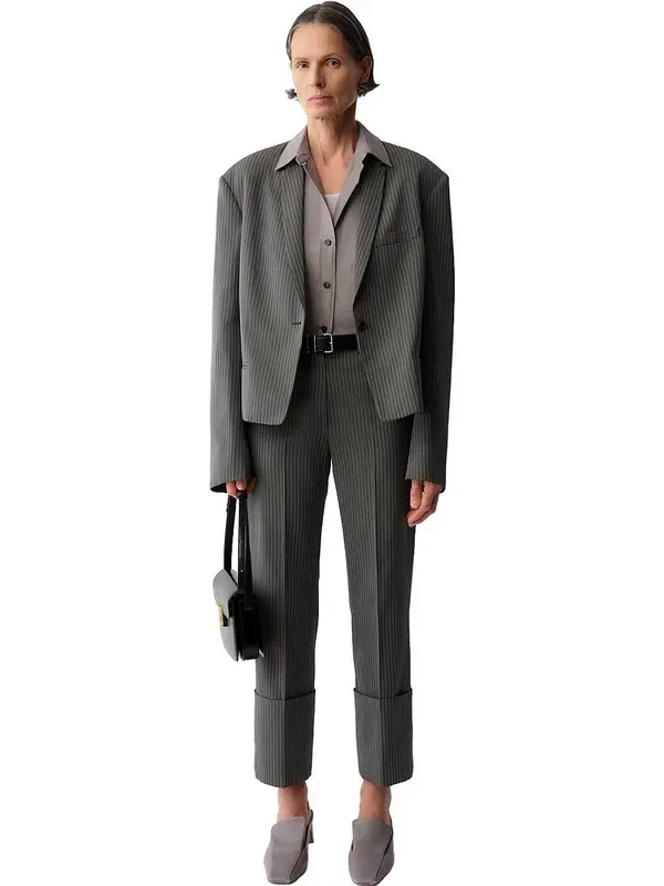 Calvin Klein Eva Pinstriped Tailored Pants - Beluga