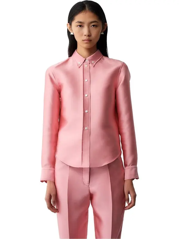 Calvin Klein Sophie Fitted Button-down Shirt In Double Satin - Candy