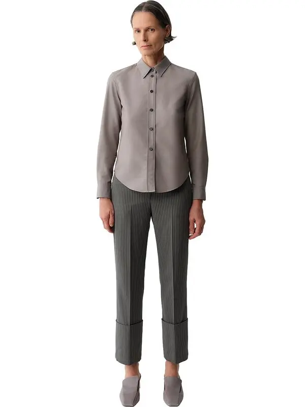 Calvin Klein Sophie Wool Silk Button-down Shirt - Melange Dove