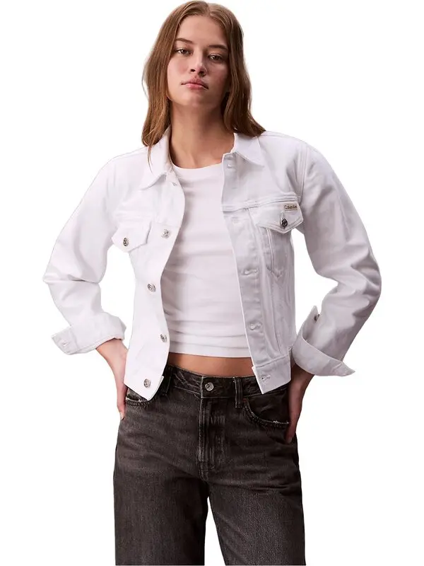 Calvin Klein Classic Monogram Logo Trucker Jacket - Optic White