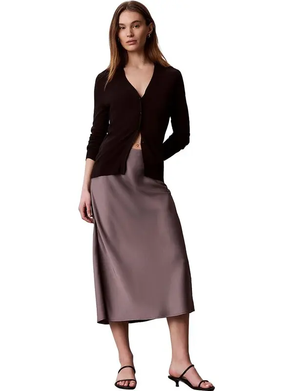 Calvin Klein Satin Midi Skirt - Cherry Taupe