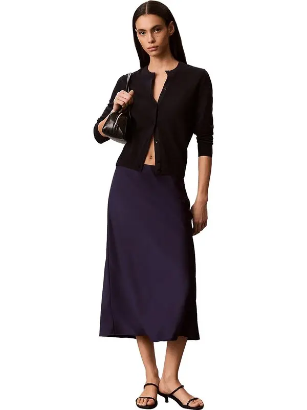 Calvin Klein Satin Midi Skirt - Evening Blue