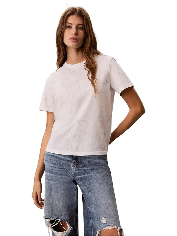 Calvin Klein Floral Print Crewneck T-shirt - Bright White Aop