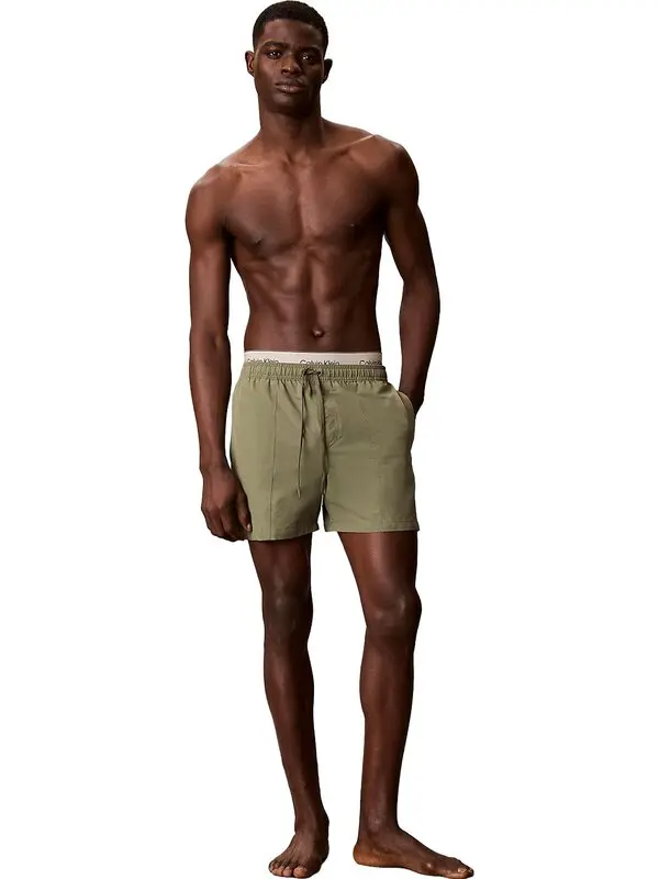 Calvin Klein Waistband Swim Shorts - Deep Lichen Green