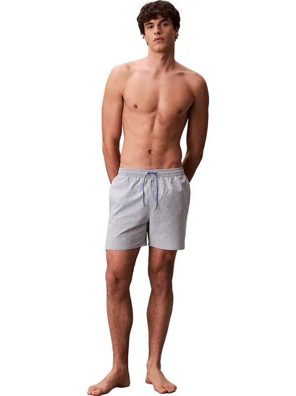 Calvin Klein Seersucker Striped Swim Shorts - Liberty Blue/ White