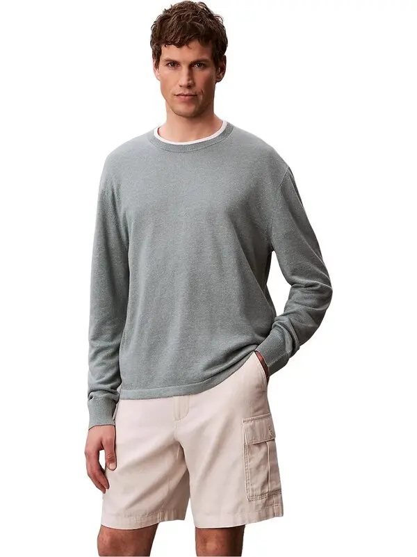 Calvin Klein Linen Blend Crewneck Sweater - Frosted Spruce