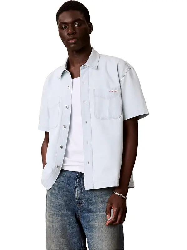 Calvin Klein Denim Classic Short Sleeve Button-down Shirt - Bleachout 205
