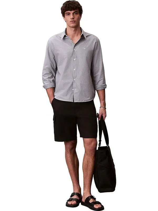 Calvin Klein Linen Blend Cargo Shorts - Black
