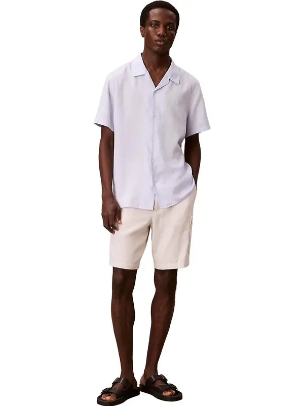Calvin Klein Linen Blend Cargo Shorts - White Sand