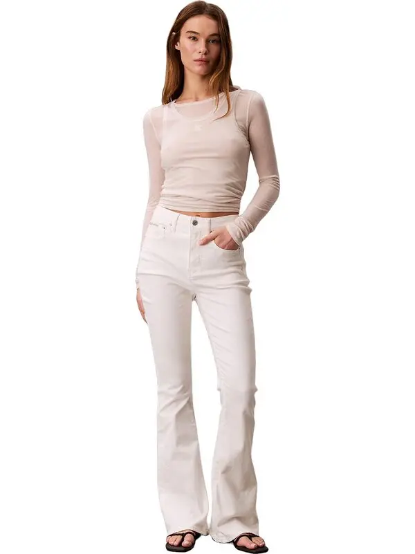 Calvin Klein High Rise Flared Jeans - Chalk White