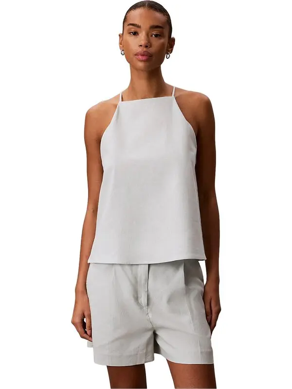 Calvin Klein Linen Blend Sleeveless Top - Pale Meadow
