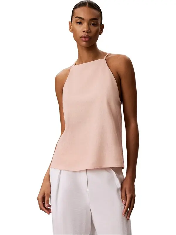 Calvin Klein Linen Blend Sleeveless Top - Tuscan Wind