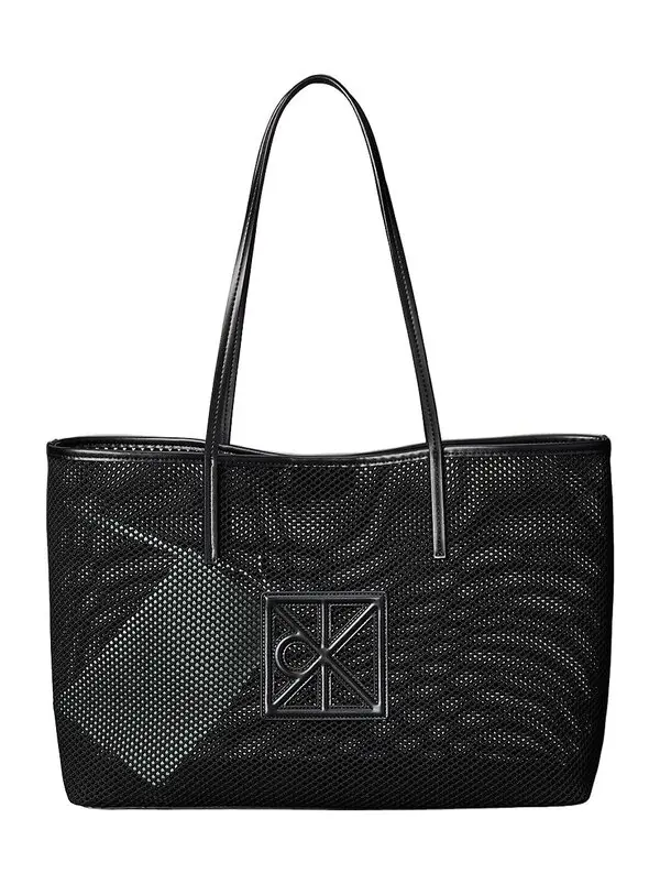 Calvin Klein Emblem Logo Mesh Tote Bag - Black