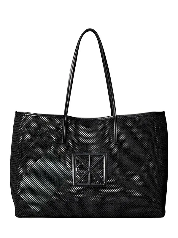 Calvin Klein Emblem Logo Mesh Large Tote Bag - Black