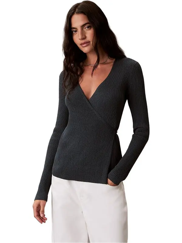 Calvin Klein Linen Blend Wrap Sweater - Biloxi Blues