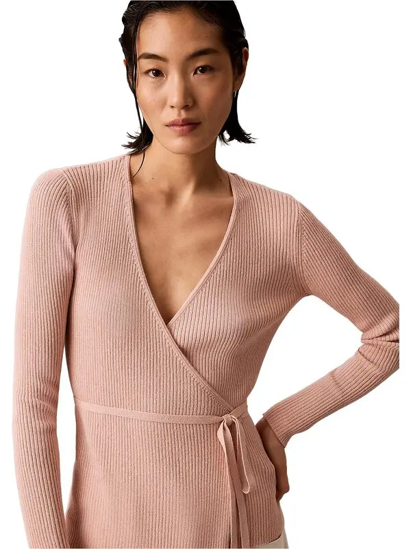Calvin Klein Linen Blend Wrap Sweater - Tuscan Wind